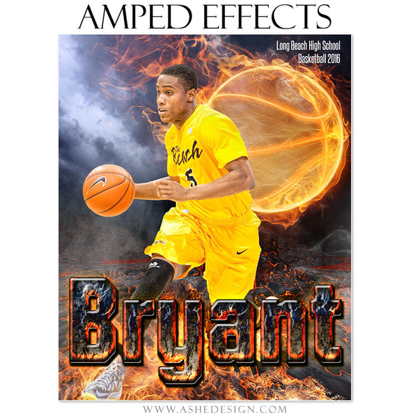Amped Effects - Fire Ball Basketball Sports Poster Template For Photos ...