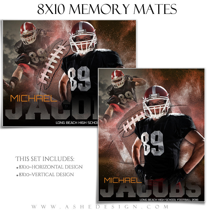 Sports Memory Mates 8x10 - Powder Explosion Football – AsheDesign
