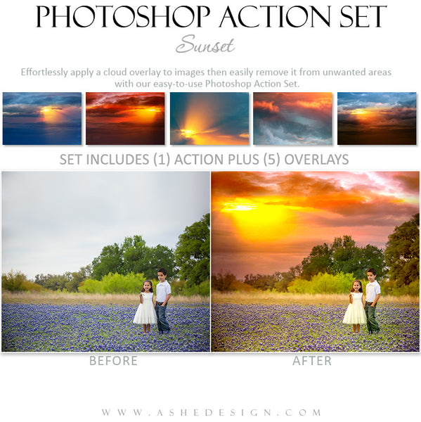 Photoshop Action | Cloud Overlays - Sunset – AsheDesign