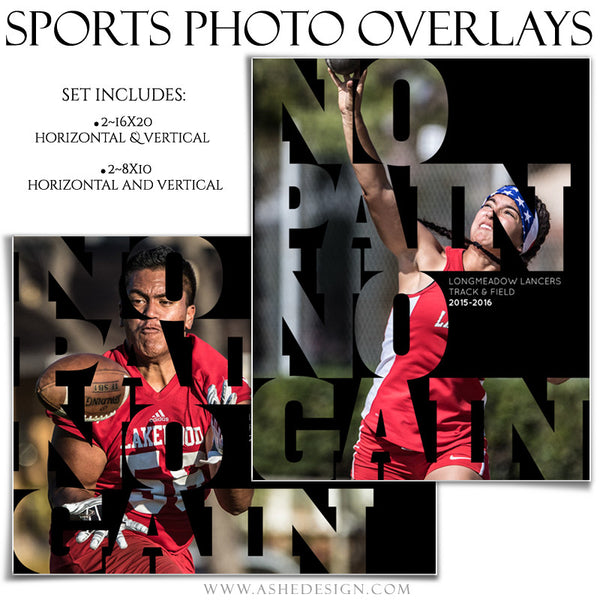 Photoshop Sports Photo Overlays | No Pain No Gain – AsheDesign