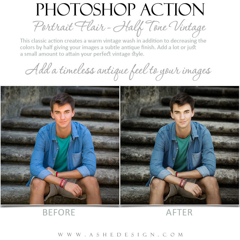 Photoshop Action | Portrait Flair - Half Tone Vintage – AsheDesign
