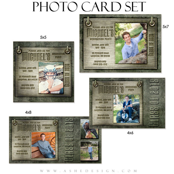 Senior Boy Graduation Invitation Photo Cards | Engraved Metal – AsheDesign